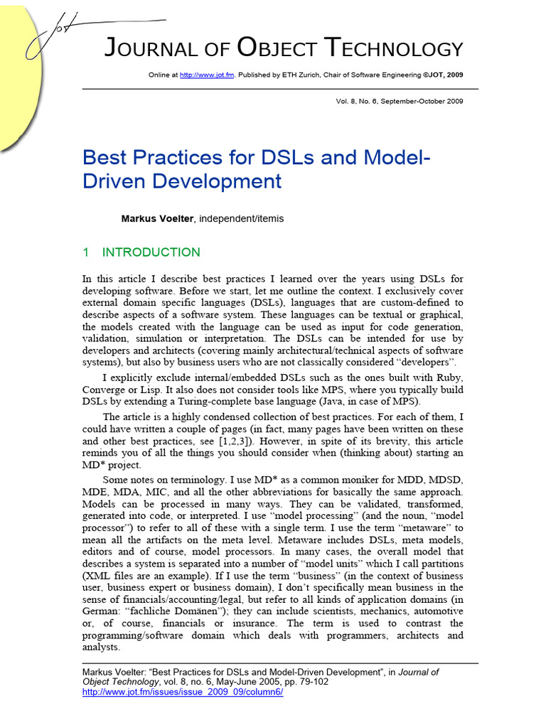 Best Practices for DSLs and ModelDriven Development | PDF | Class (Computer Programming ...