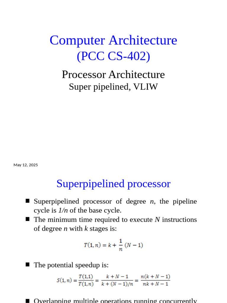 18 20210619 Computer Architecture Super Pipelined VLIW Processor Architecture | PDF | Central ...