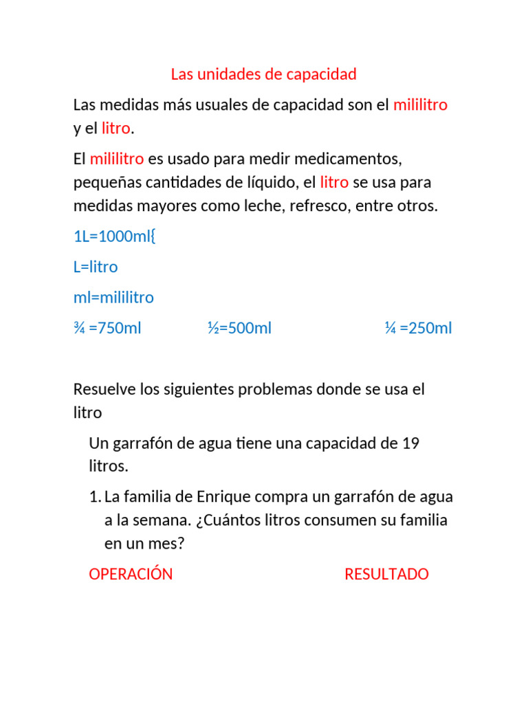 Las Unidades de Capacidad | PDF