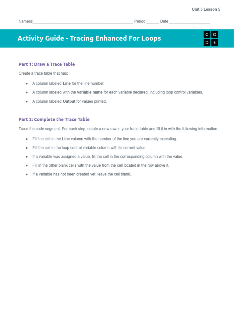 Tracing Enhanced For Loops | PDF