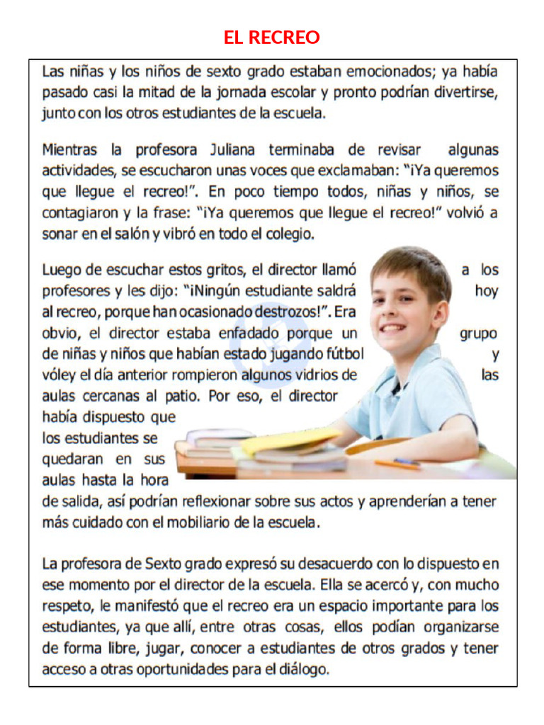 8°lectura - El Recreo | PDF
