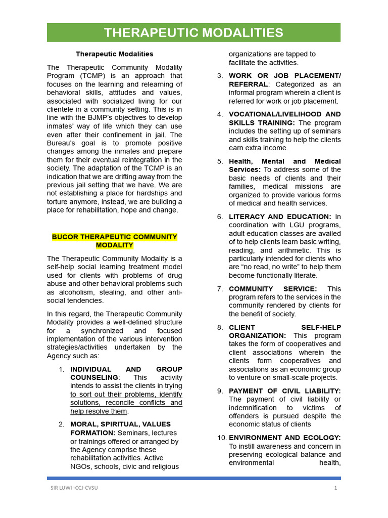 Therapeutic Modalities | PDF | Feeling | Prison