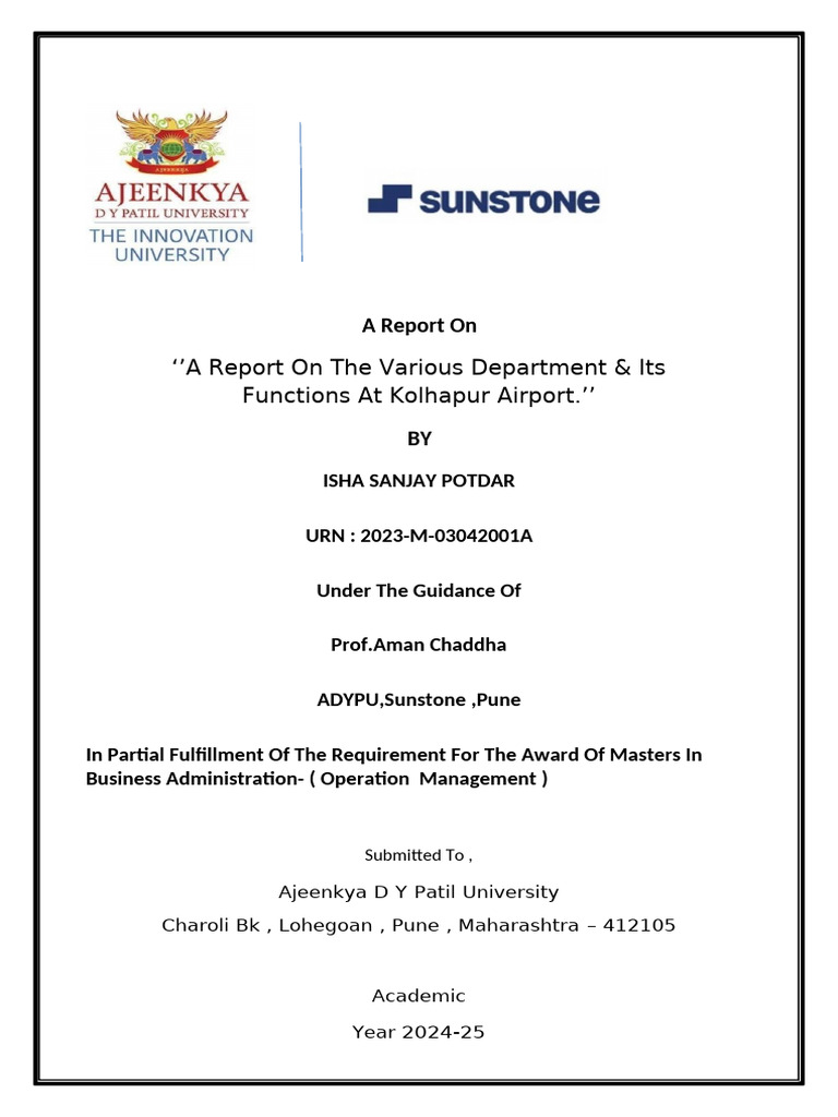 AAI Internship Report. | PDF | Air Traffic Control | Airport