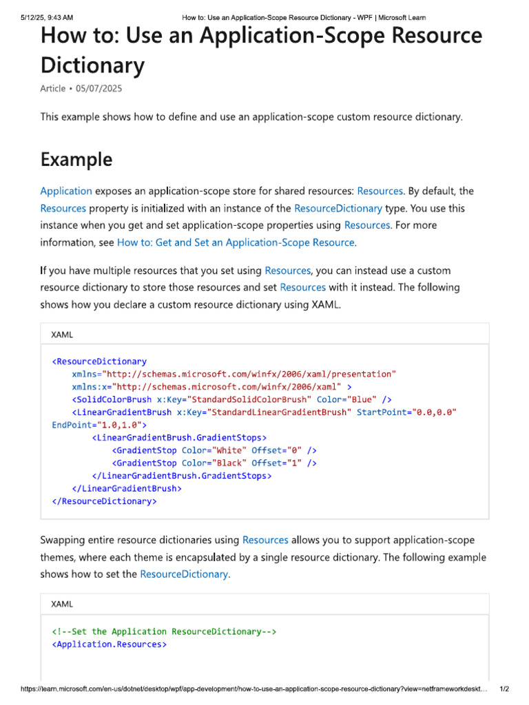 useAplicationScopeResource WPF | PDF
