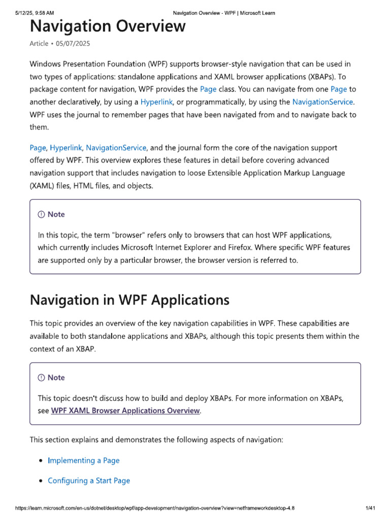 WPF Navigation | PDF
