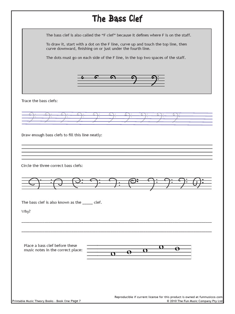 Bass Clef Music Theory Worksheet | PDF