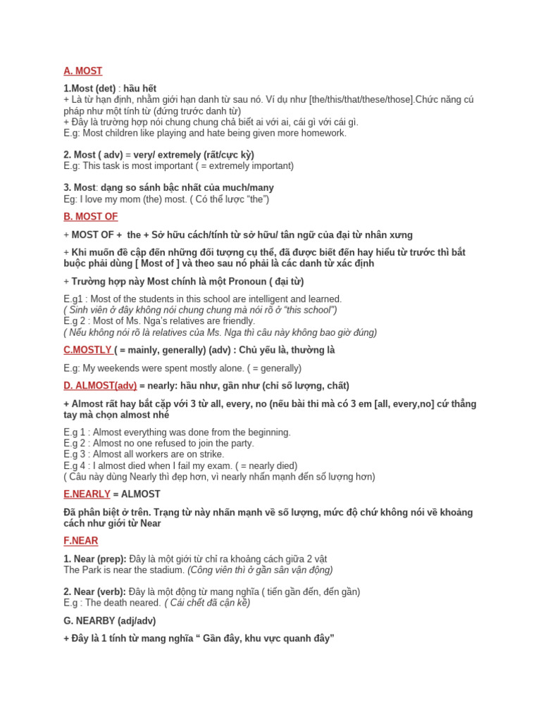 Phân biệt Almost-Mostly | PDF