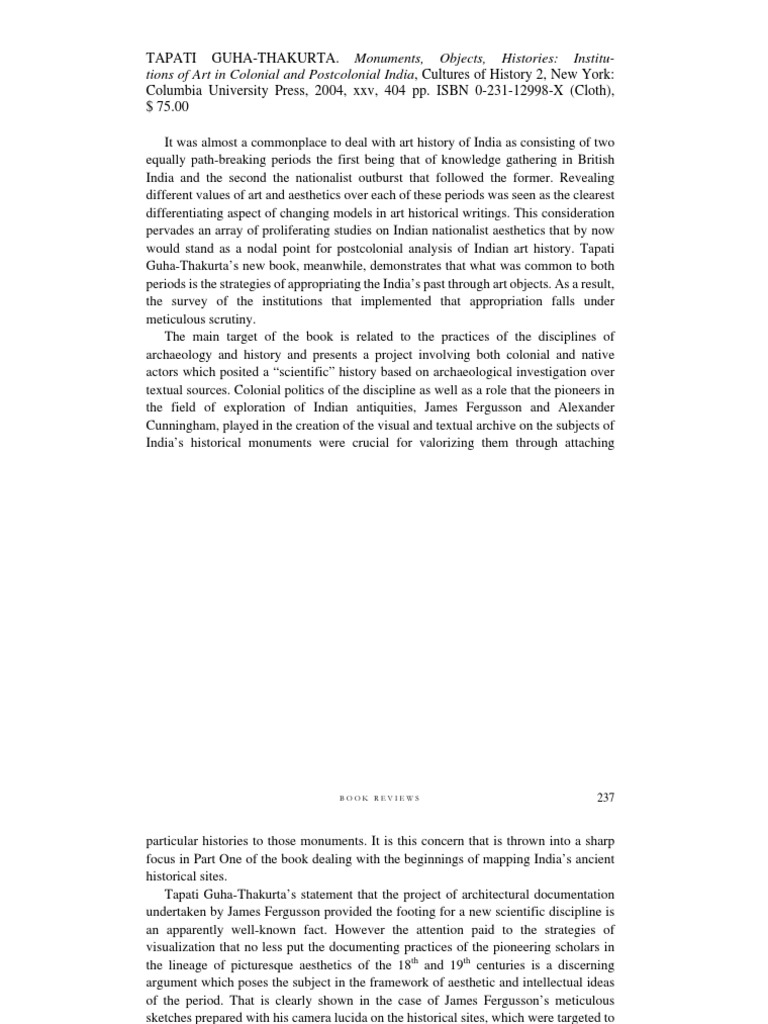 Thakurta Tapati - Monuments, Objects, Histories | PDF | Art History ...