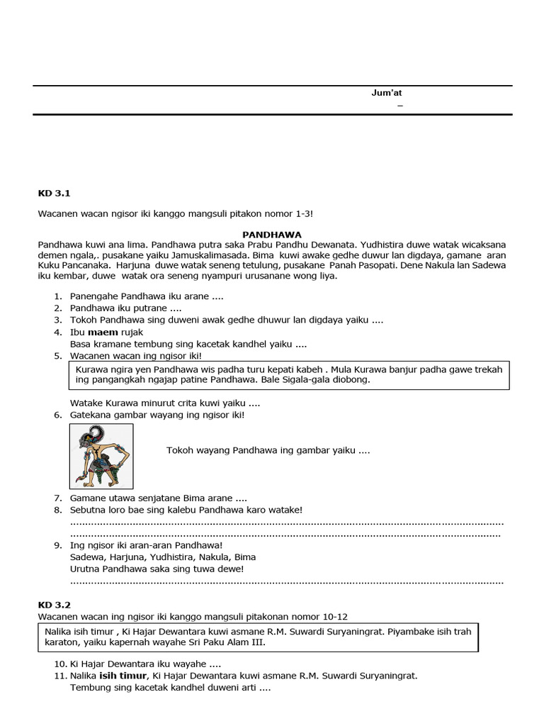 Soal Latihan Bahasa Jawa | PDF