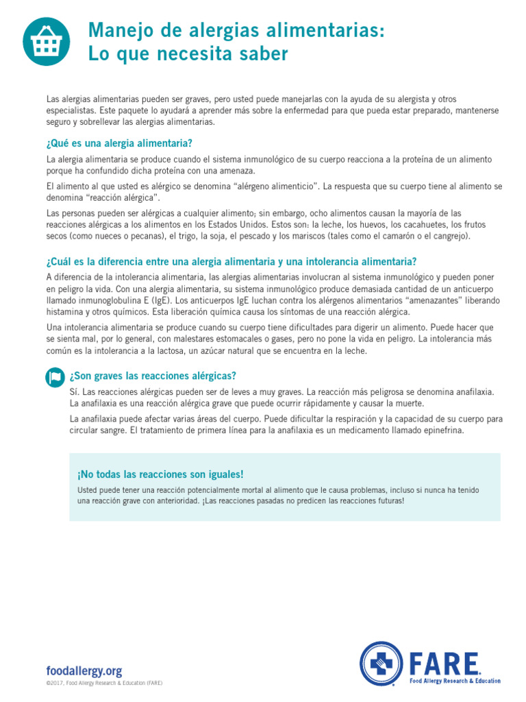 Manejo de Alergias Alimentarias Esenciales | PDF | Alergia | Alergia a ...