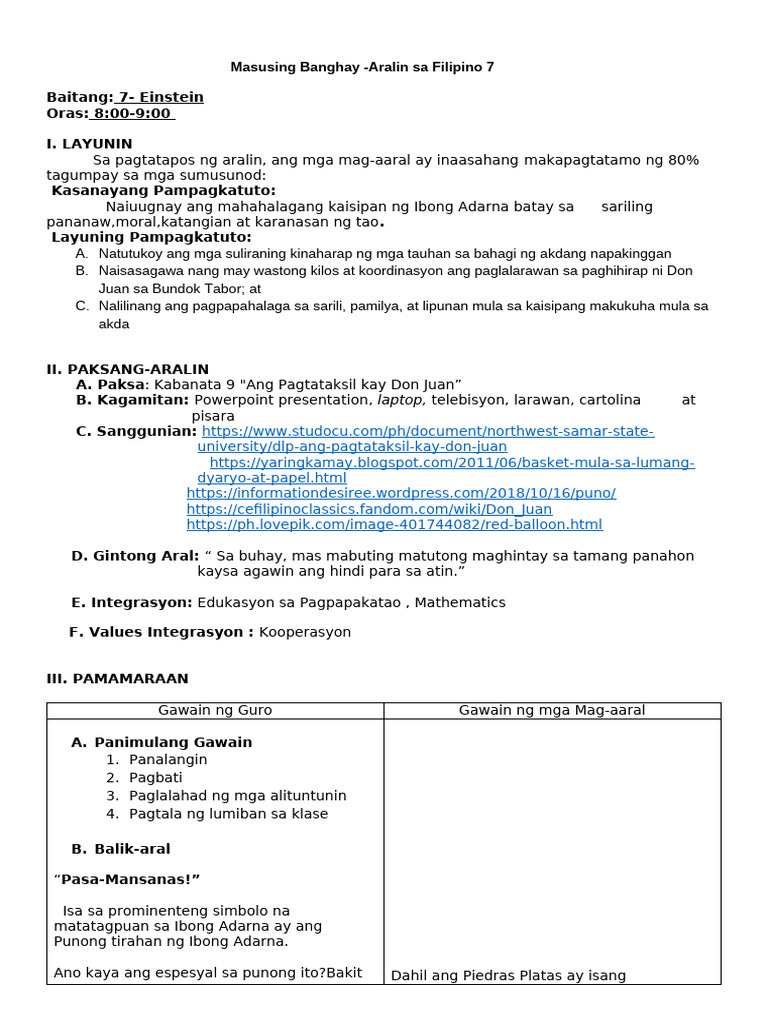Sample Detailed Lesson Plan 1 | PDF