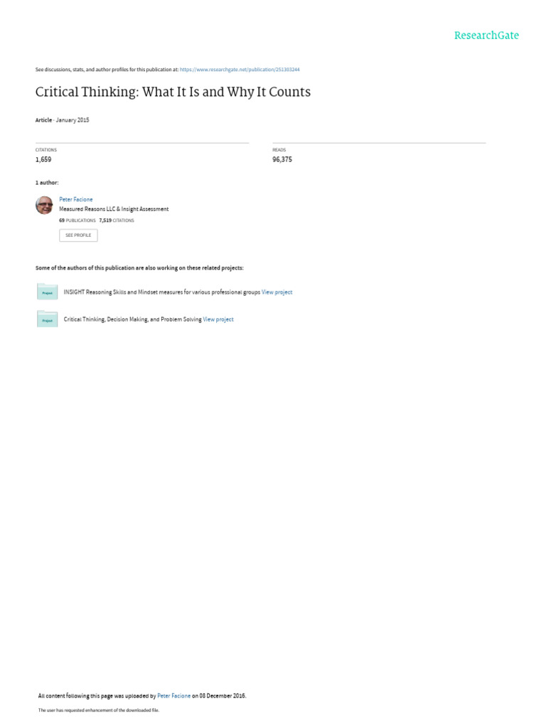 Pensamiento Crítico Qué Es y Cómo Cuenta | PDF | Critical Thinking | Thought