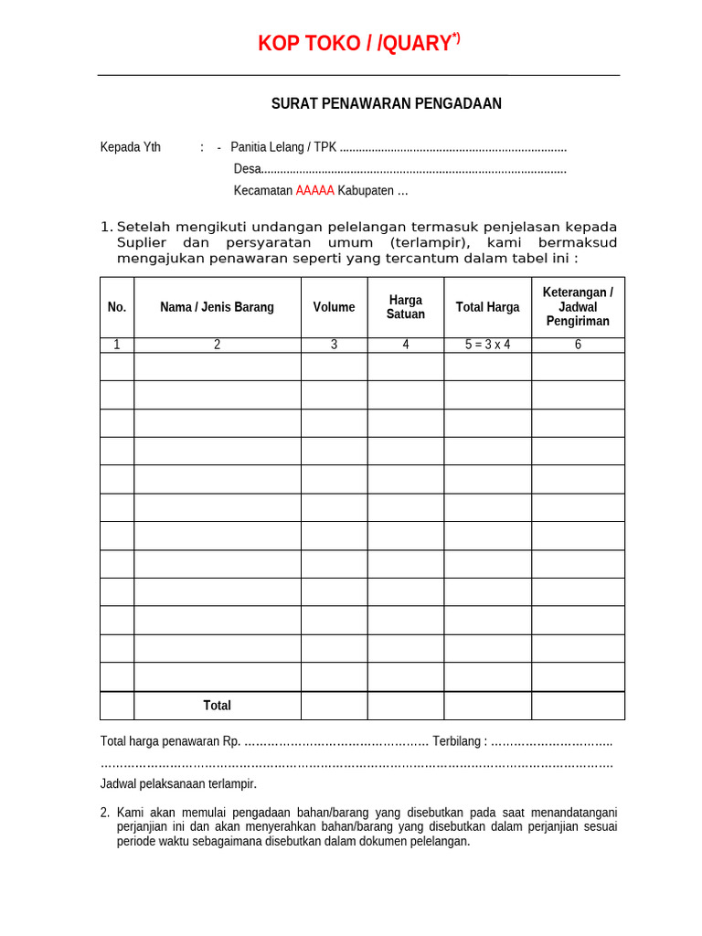 Surat Penawaran (Form.33) | PDF