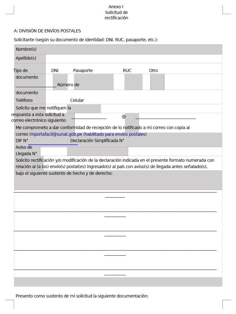Anexo I Solicitud de Rectificación | PDF | Control de acceso | Gobierno y personalidad