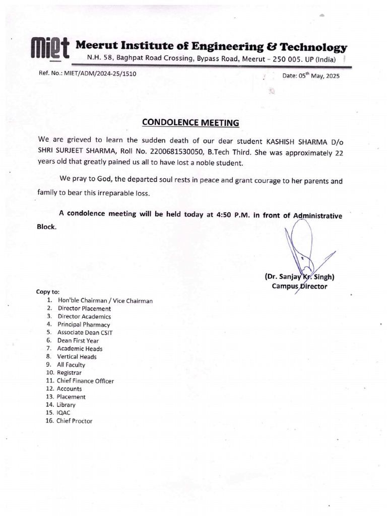 Condolence Meeting | PDF
