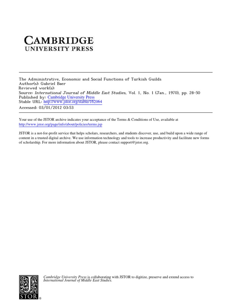 Gabriel Baer - Turkish Guilds | PDF | Guild | Taxes