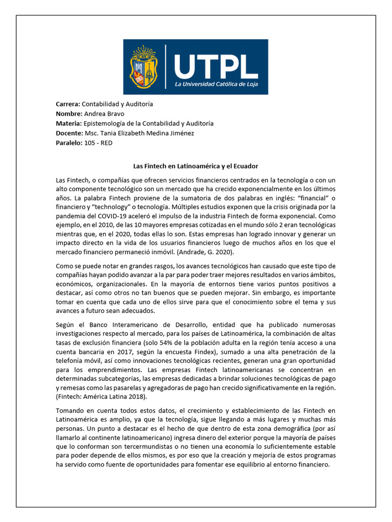 Fintech en Ecuador: Oportunidades y Retos | PDF | Bancos | America latina