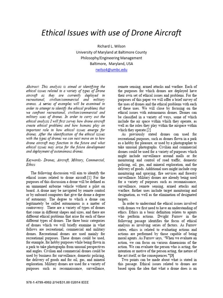 Ethical Concerns of Drone Usage | PDF | Unmanned Aerial Vehicle ...