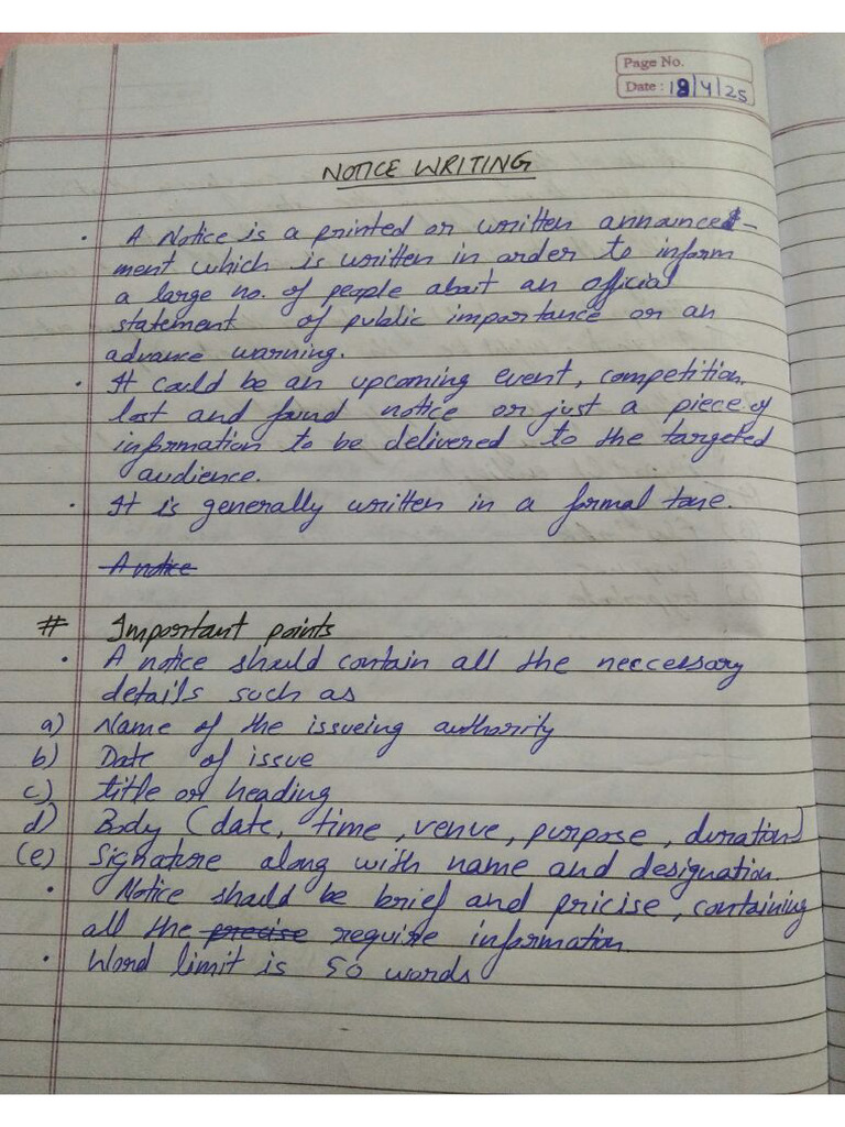 Notice Writing | PDF