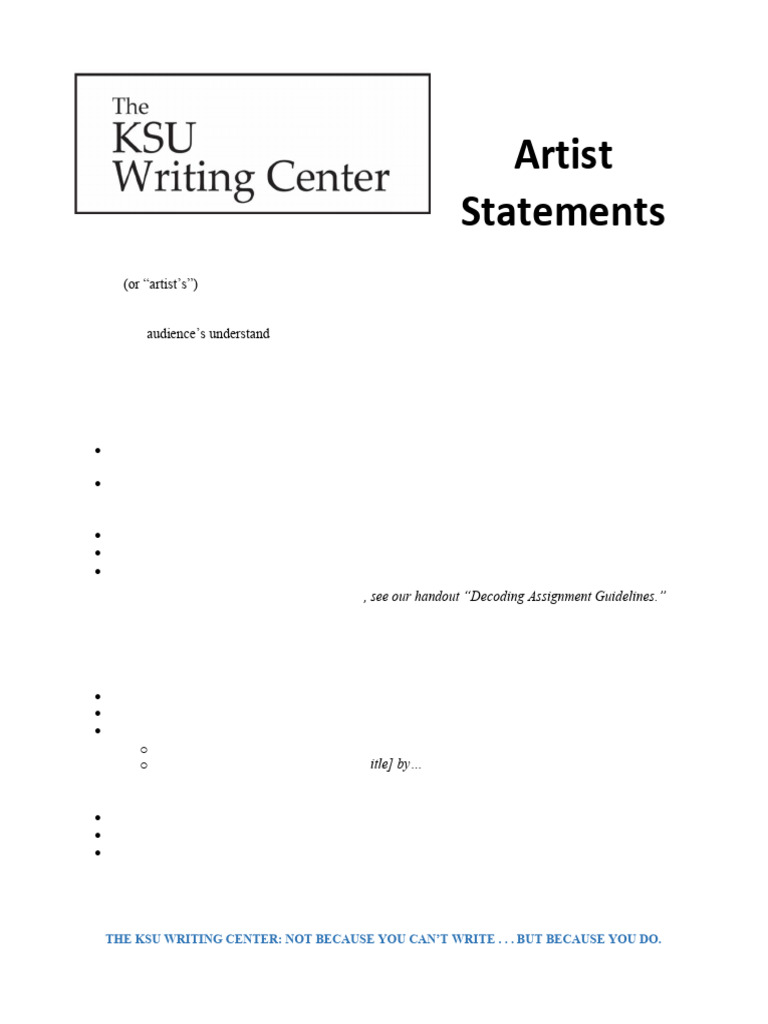 Writing Effective Artist Statements | PDF | Human Communication | Cognition
