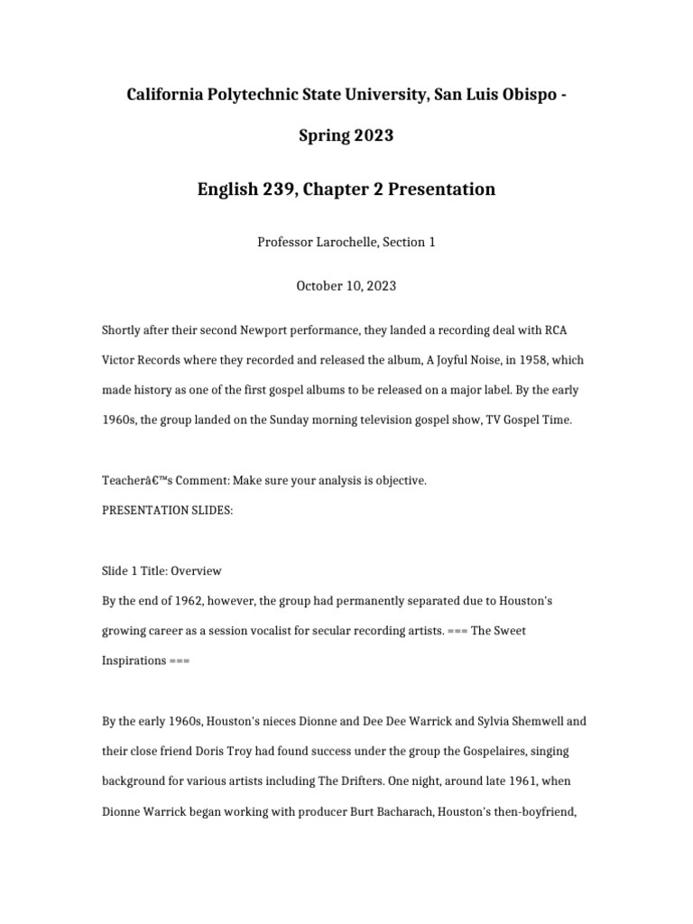English 239 Chapter 2 Presentation | PDF | Sound Recording | Soul Music