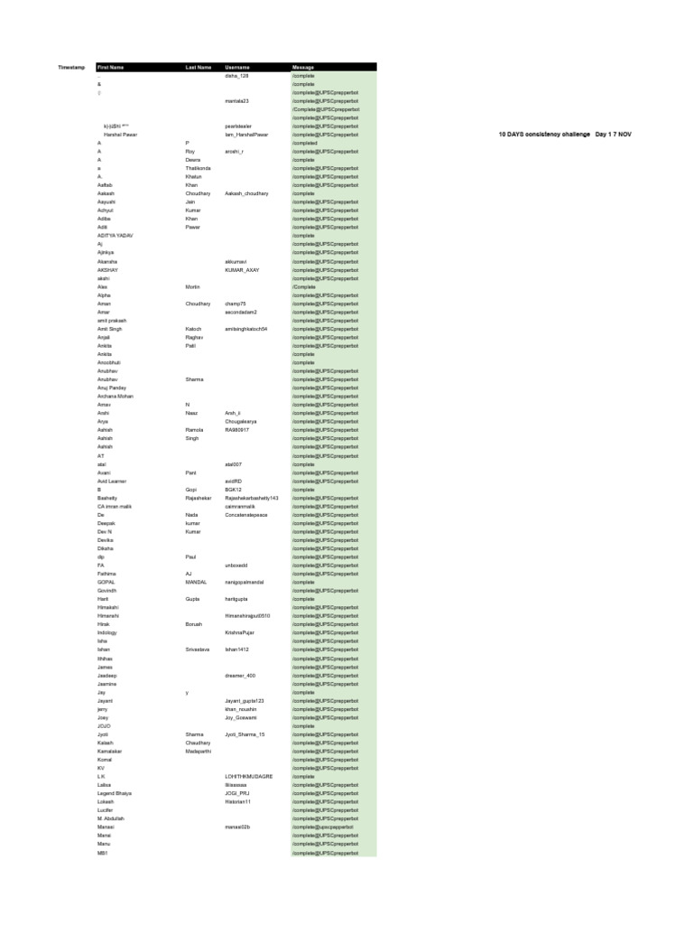 Consistency Challenge - Sheet2 | PDF