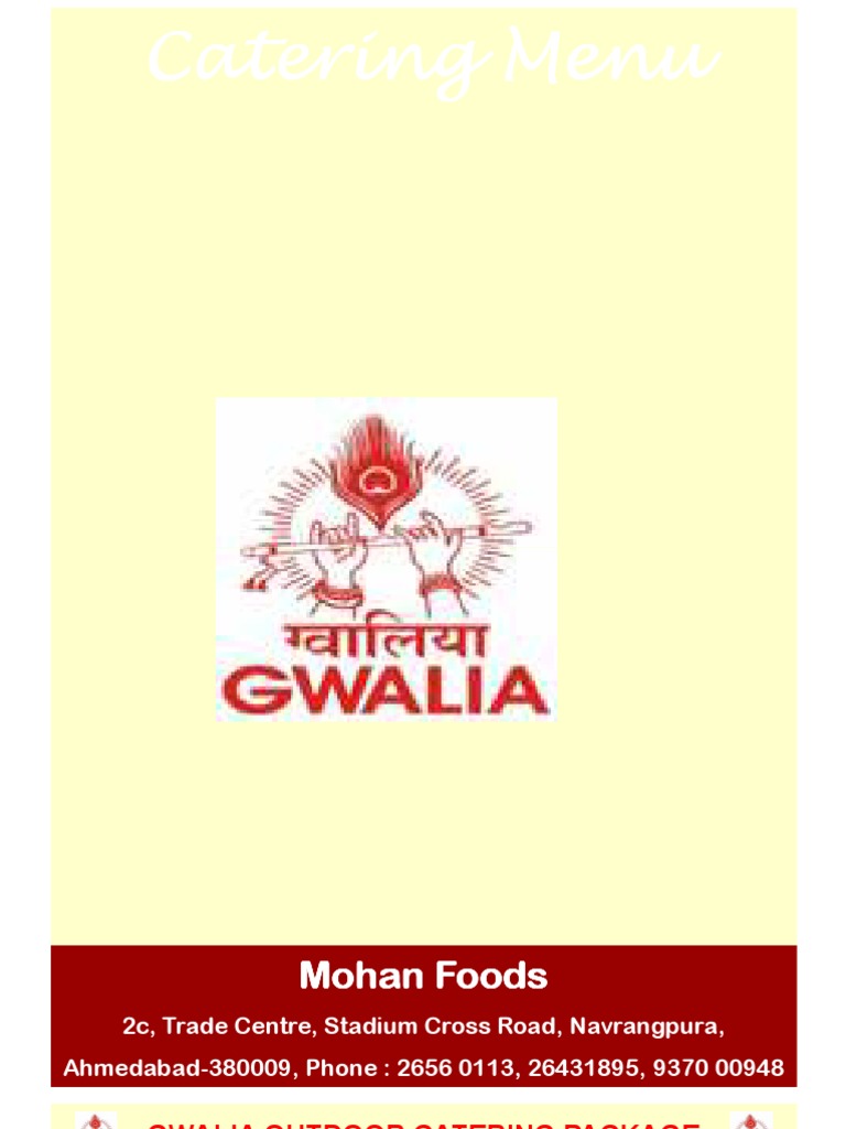 Gwalia Catering Menu Overview | PDF