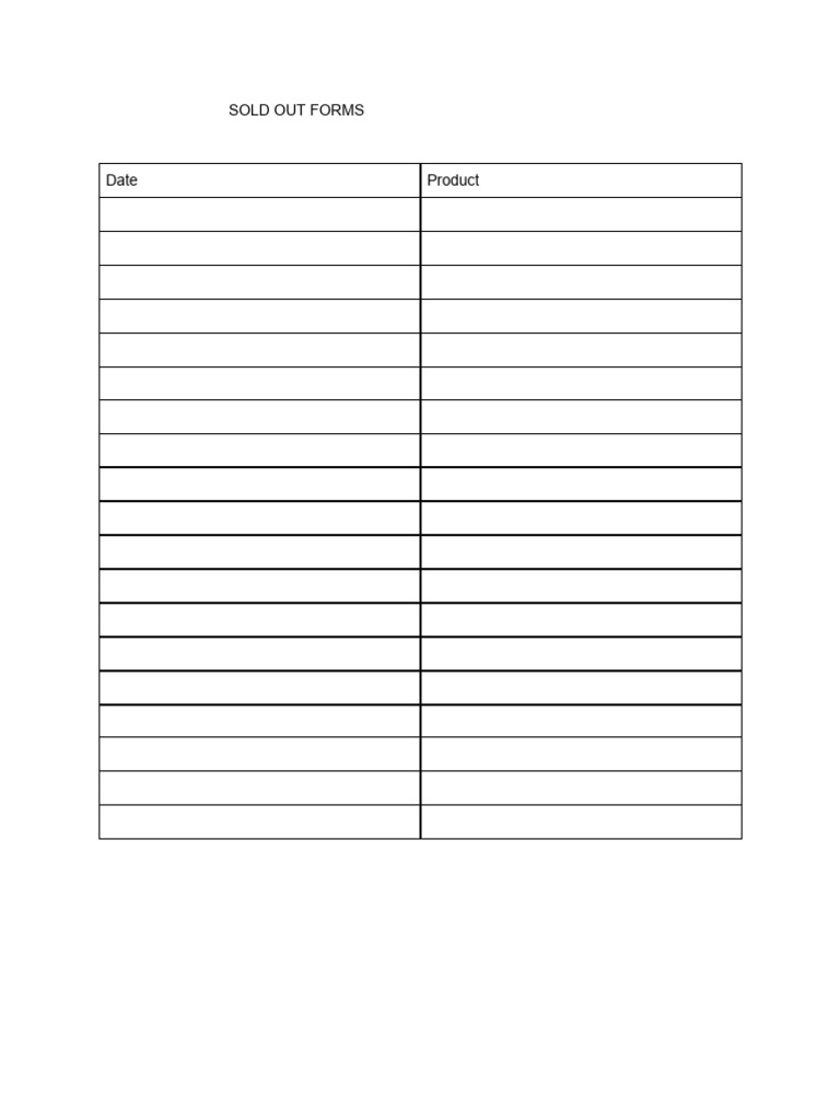 Sold Out Forms | PDF