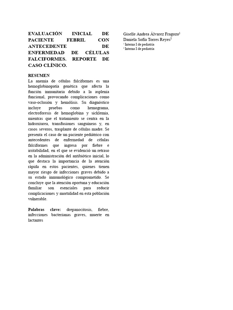 Evaluación Inicial de Paciente Febril Con Antecedente de Enfermedad de ...