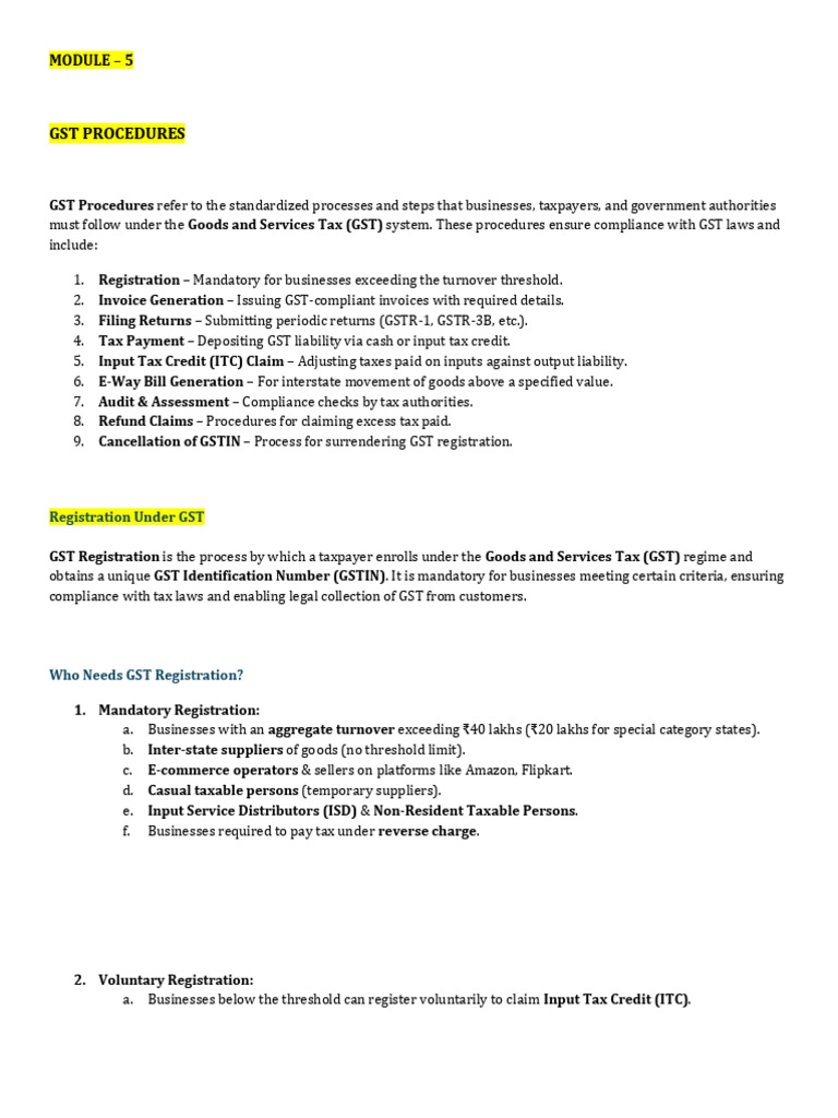 GST Procedures Refer To The Standardized Processes and Steps | PDF ...