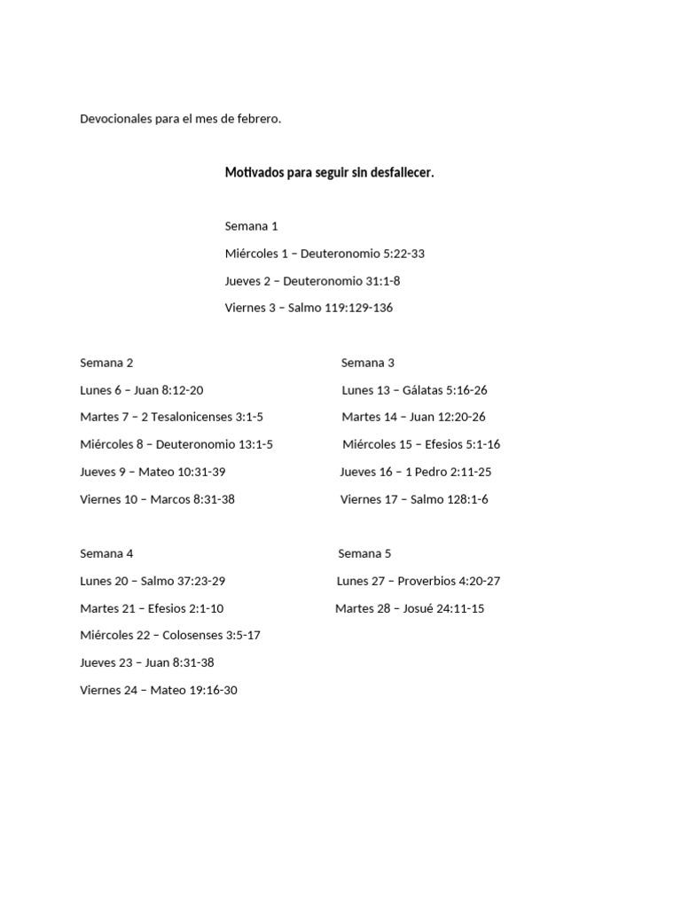 Devocionales para El Mes de Febrero | PDF