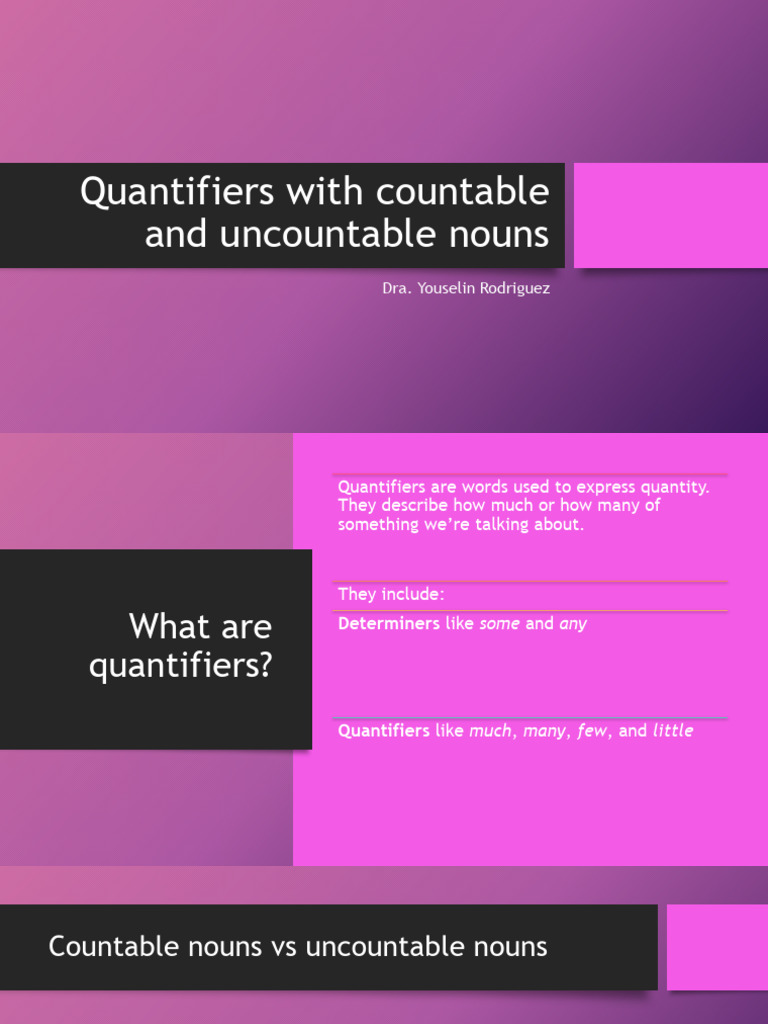Quantifiers With Countable and Uncountable Nouns | PDF