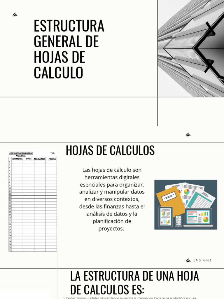 Estructura y Usos de Hojas de Cálculo | PDF | Hoja de cálculo | Datos