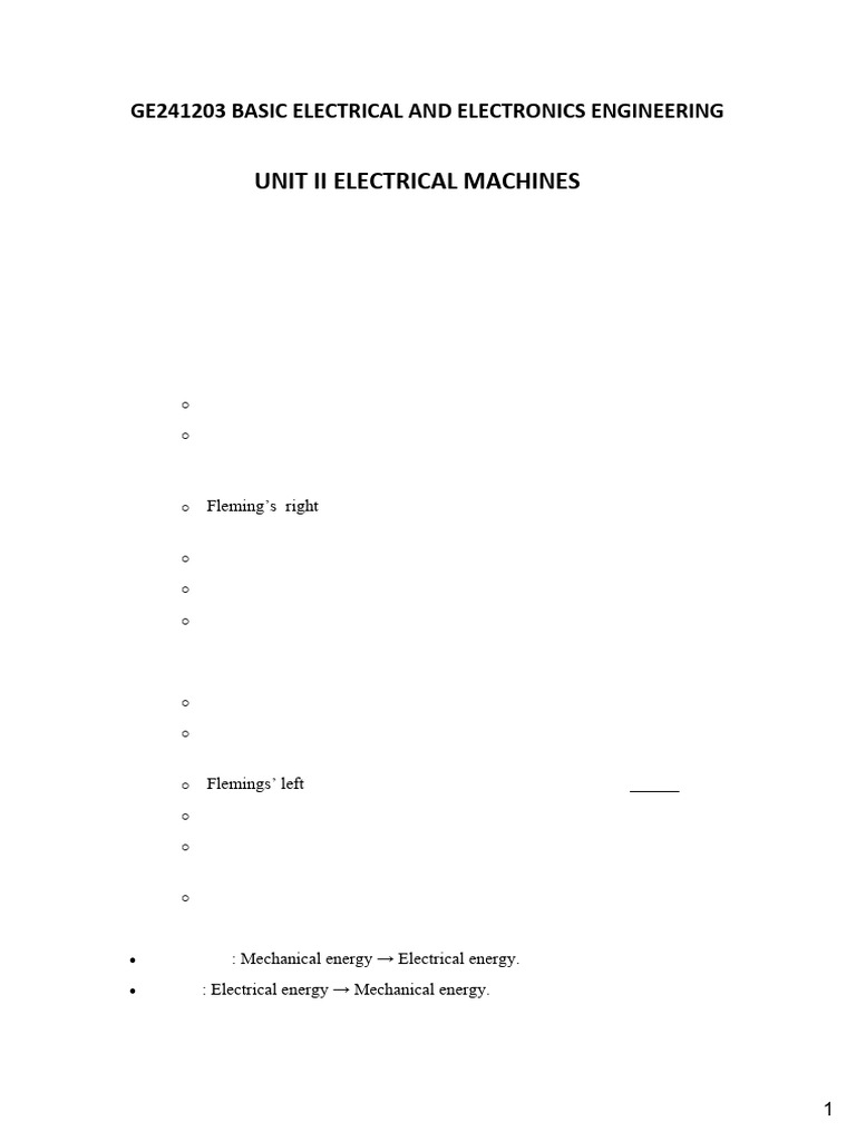 Beee Unit Ii | PDF | Electric Motor | Electric Power