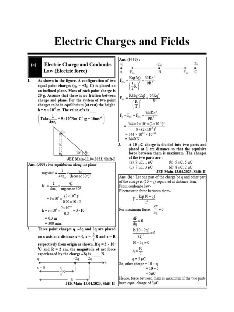 Electric Charges and Fields | PDF | Force | Physical Sciences