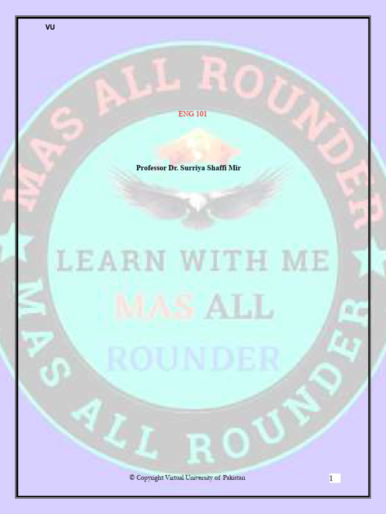 ENG101 Highlighted Handouts by MAS All Rounder | PDF | Part Of Speech | Vowel