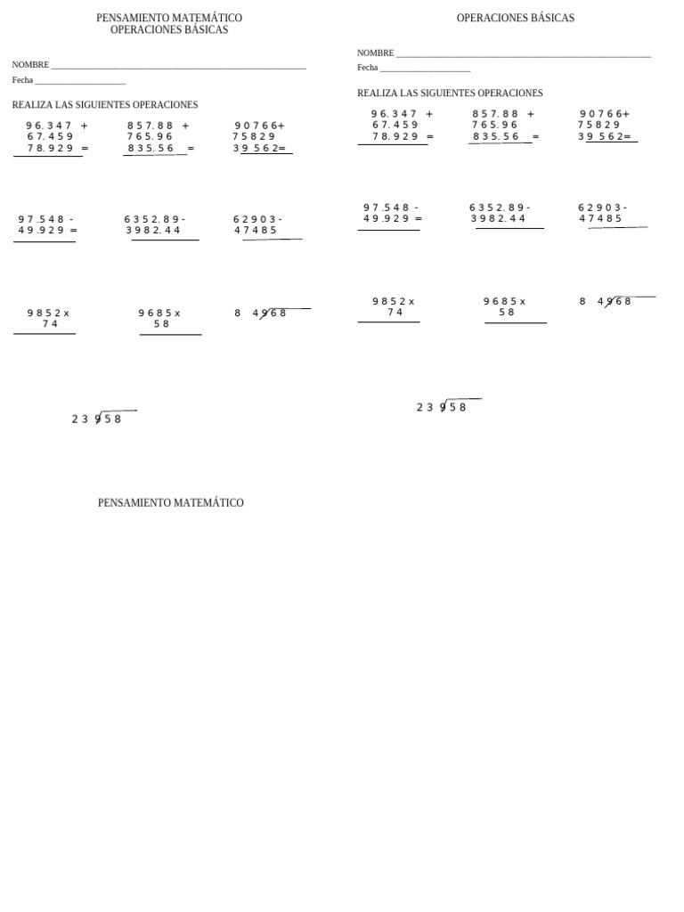 Operaciones Basicas | PDF