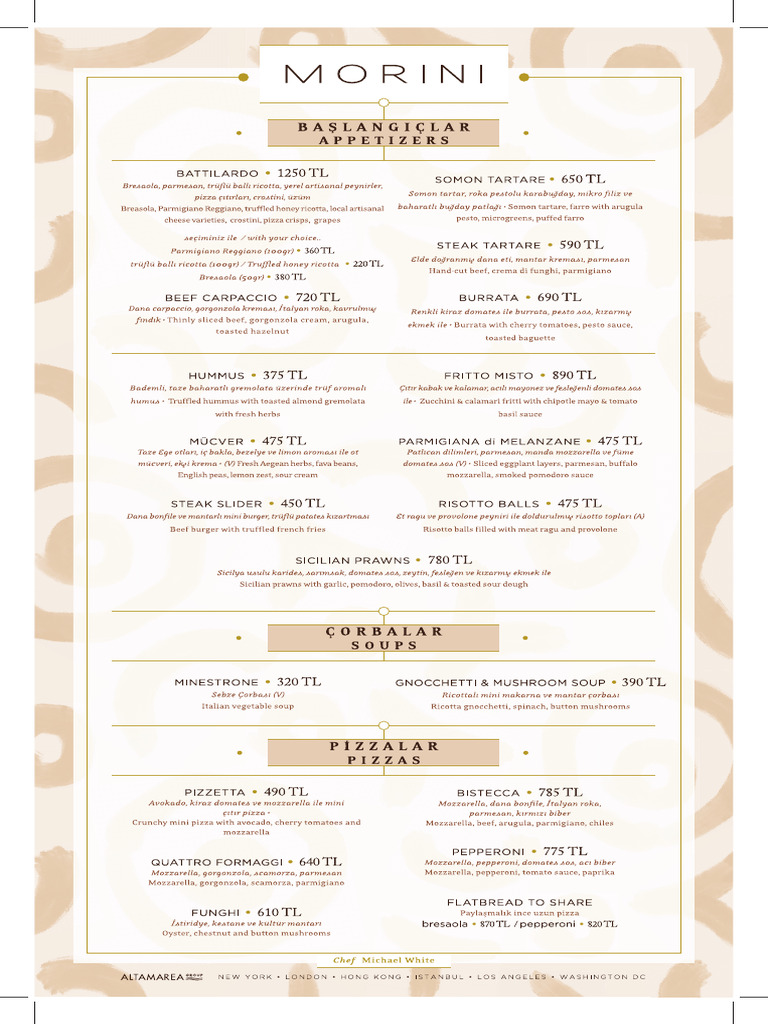 Morini - Yemek - Menü - 110324 | PDF