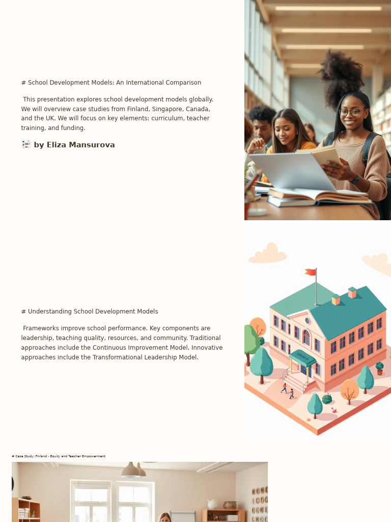 Global School Development Models Explained | PDF | Teachers | Curriculum