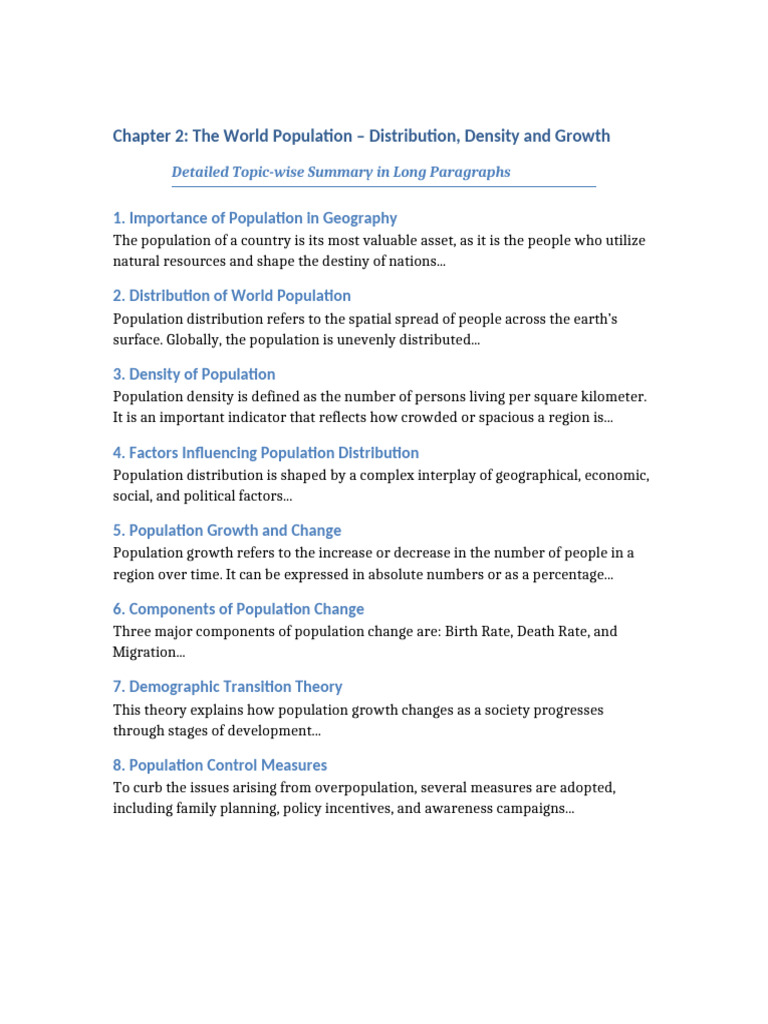 World Population: Distribution and Growth | PDF