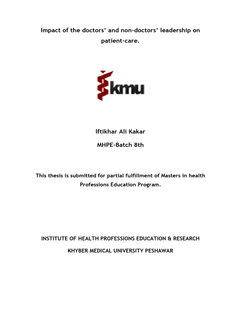 Dr. Ifti Final Version Thesis | PDF | Health Care | Leadership