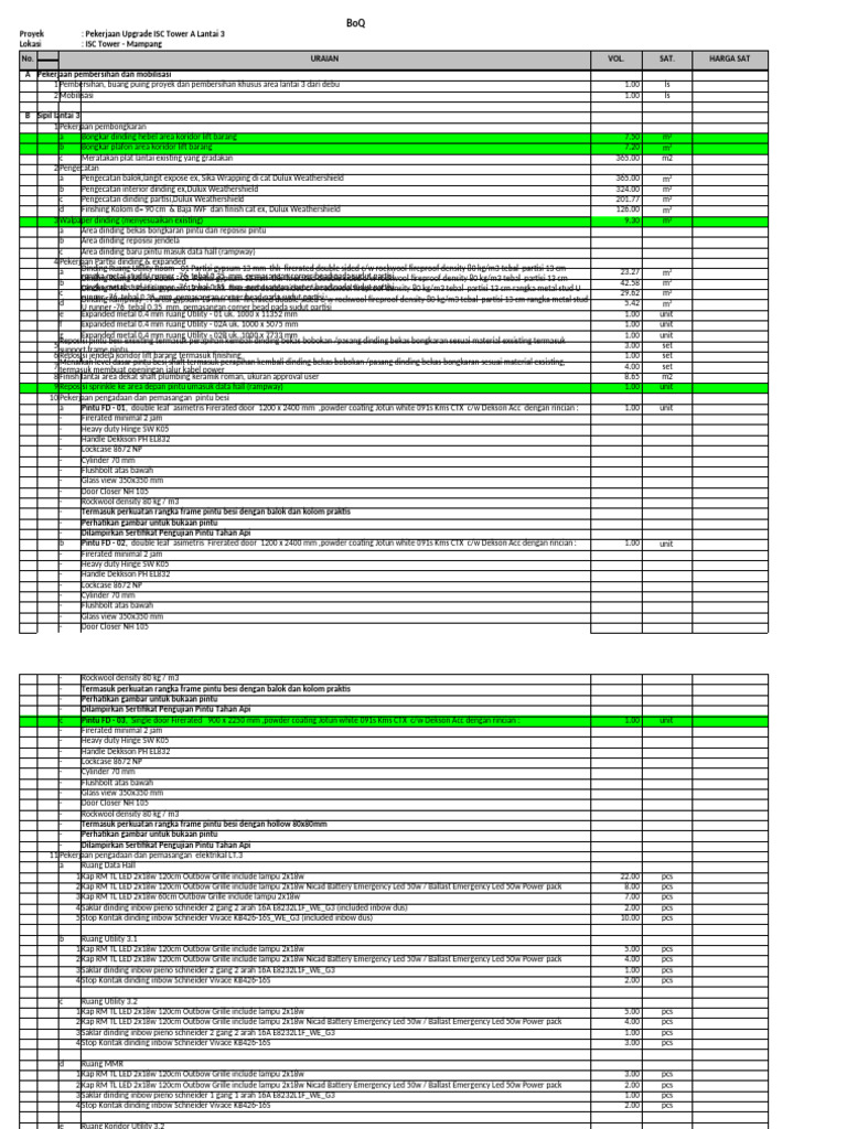 Boq Isc Tower - Boq - Pekerjaan Sipil LT 3 - DC Isc MPR - r5 | PDF
