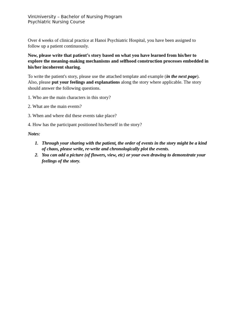 Psychiatric Nursing - Stories of Follow-Up Patient - Hong Nhan | PDF ...