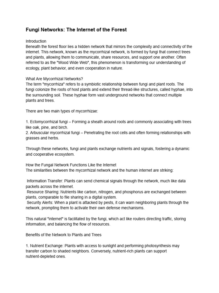 Fungi Networks - The Internet of The Forest | PDF | Biology | Natural ...