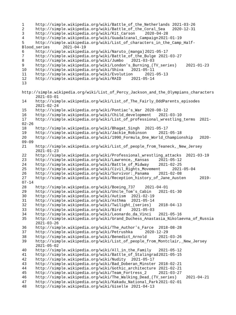 Eng-Simple Wikipedia 2021 300K-Sources | PDF