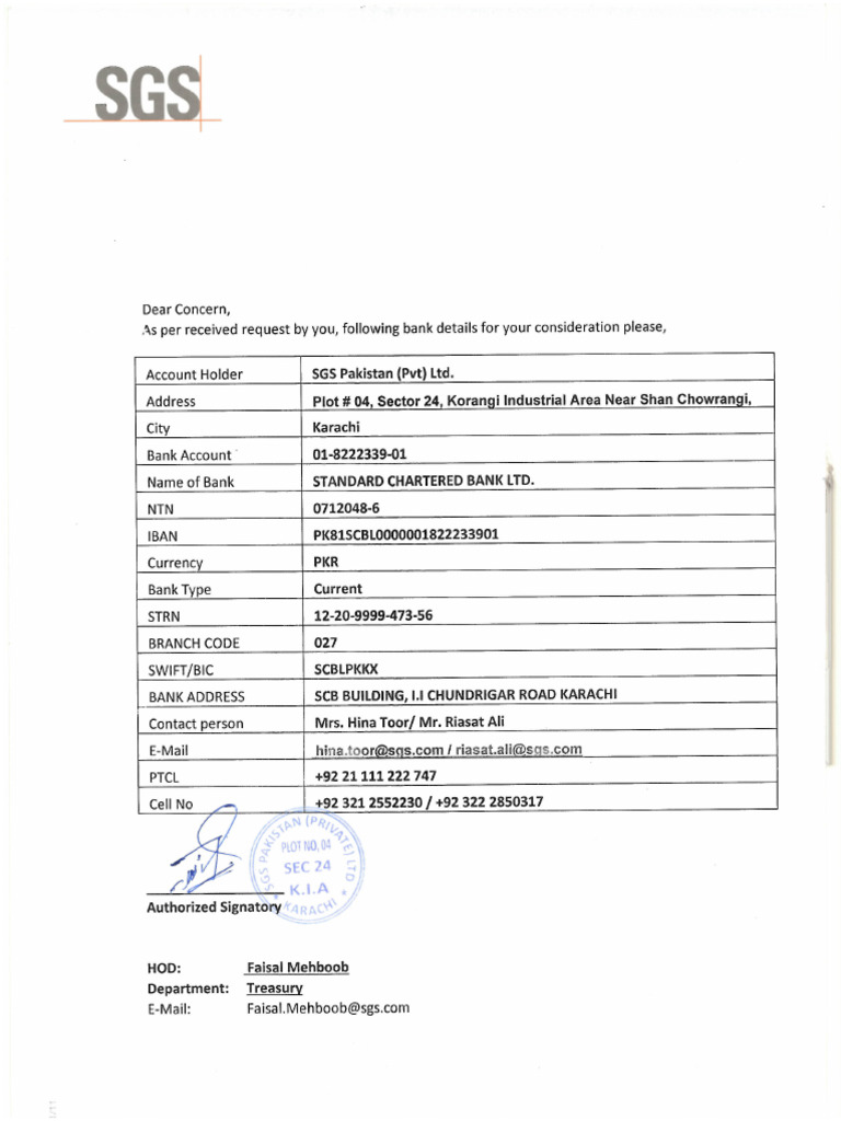 SGS Account Details | PDF