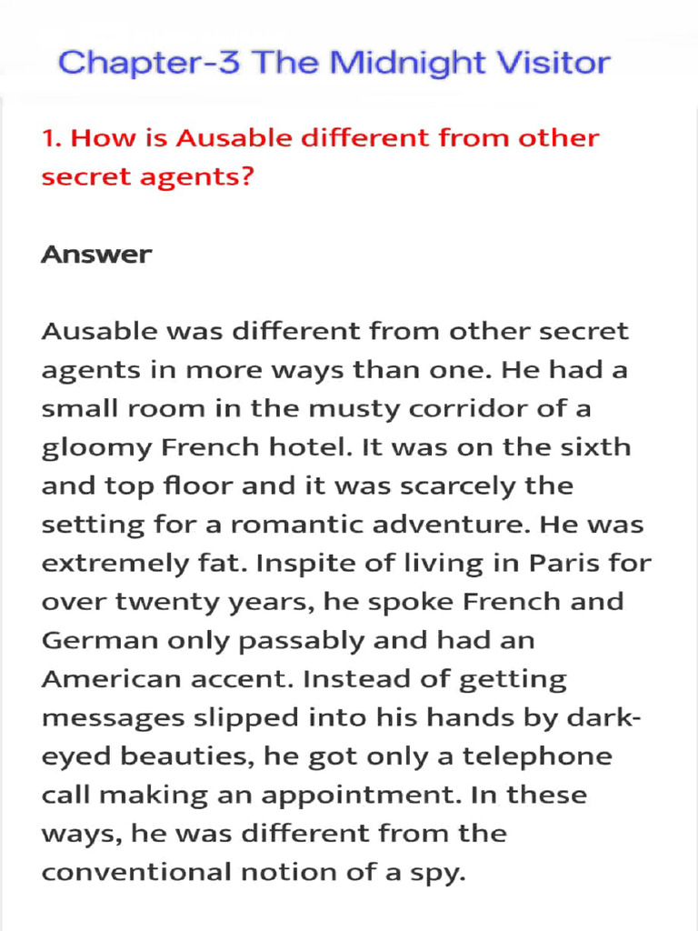 The Midnight Visitor Question Answers | PDF