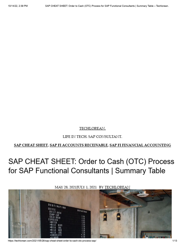 SAP-Order To Cash (OTC) Process - 1 | PDF | Receipt | Invoice