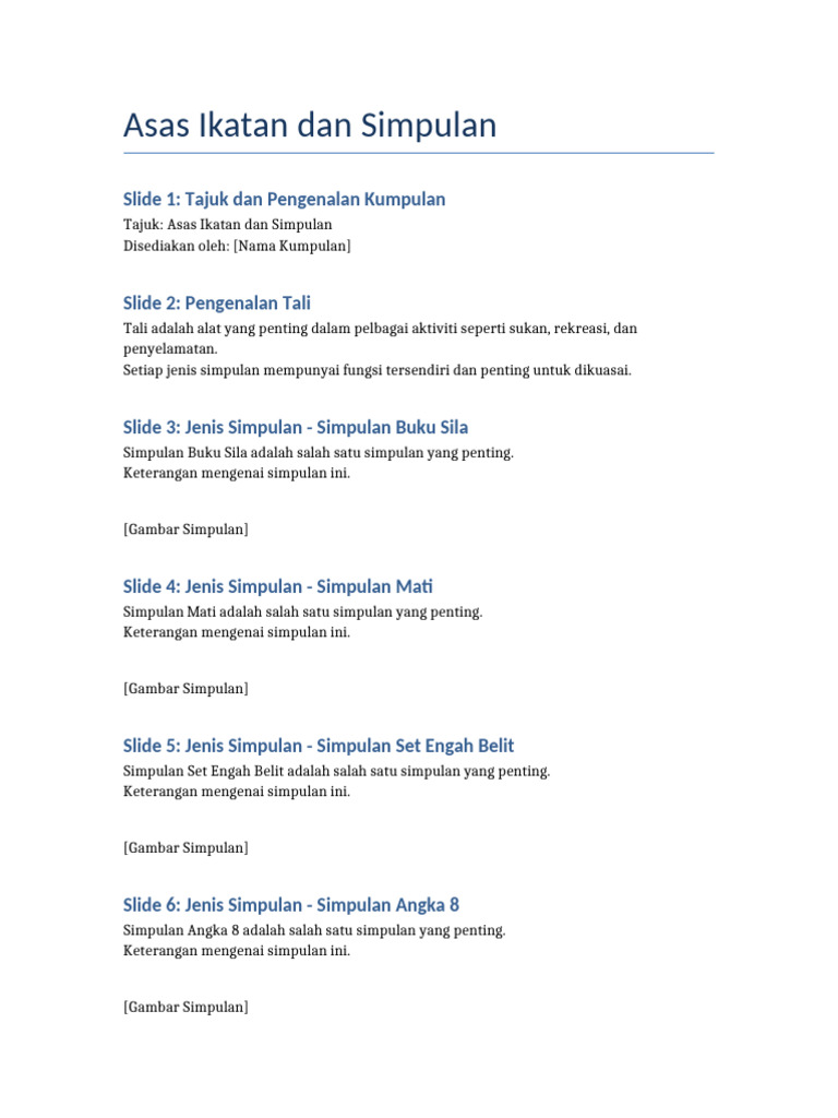 Asas Ikatan Dan Simpulan | PDF