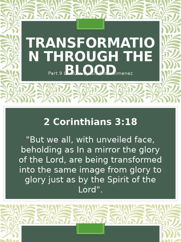 Transformation Through The Blood | PDF | Sin | Jesus